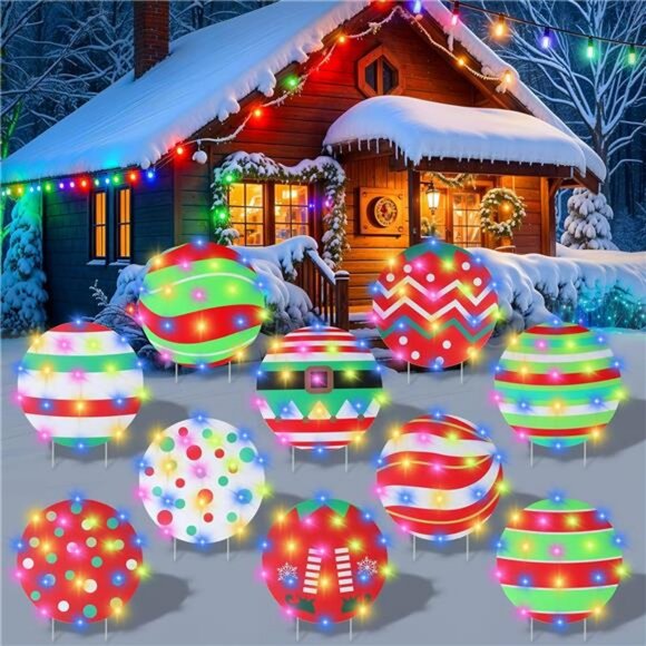 Holiday | 1 Pcs Large Christmas Elf Balls Yard Signs 12 Inch Xmas Lawn ...